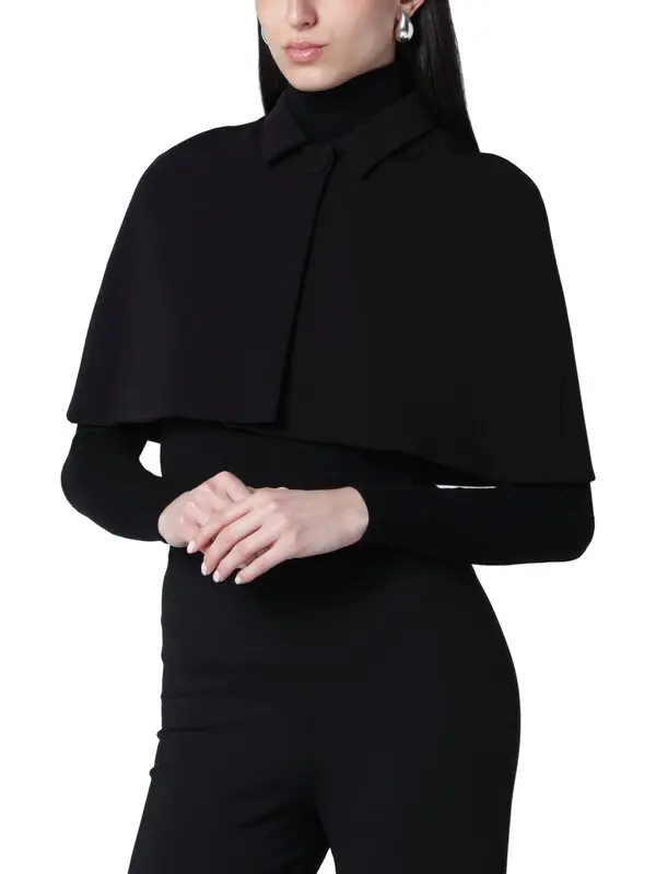 Max Mara Cropped Cady Cape - Black