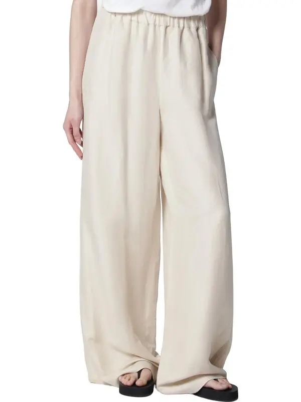 Max Mara Wide-leg Linen And Silk Twill Trousers - Beige