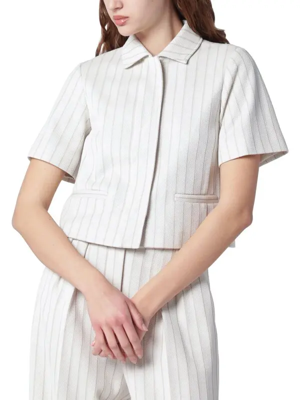 Max Mara Pinstripe Piqué Jersey Jacket - White