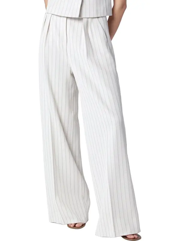 Max Mara Wide Pinstripe Piqué Jersey Trousers - White