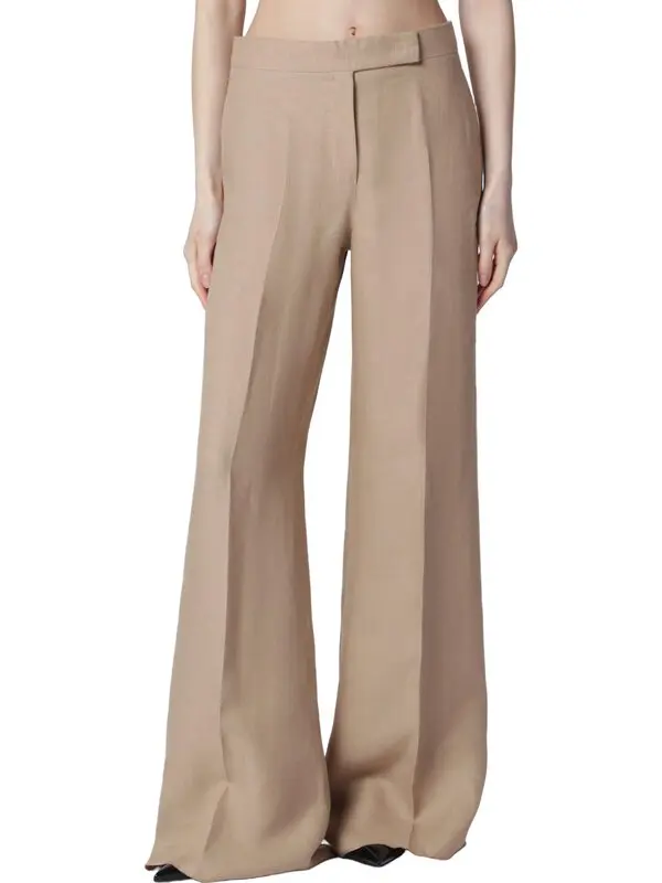 Max Mara Regular-fit Linen Natté Trousers - Beige