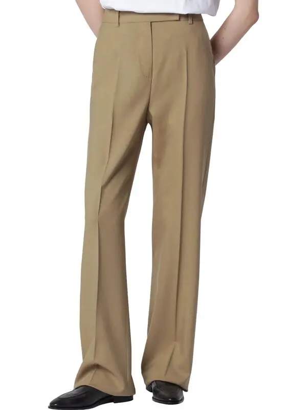 Max Mara Wide-leg Wool And Silk Poplin Trousers - Beige