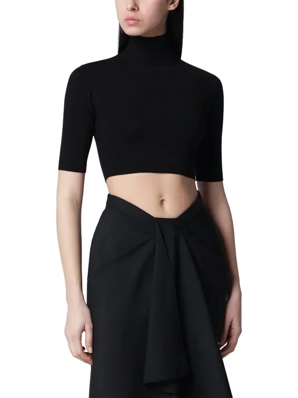 Max Mara Cropped Turtleneck Sweater - Black