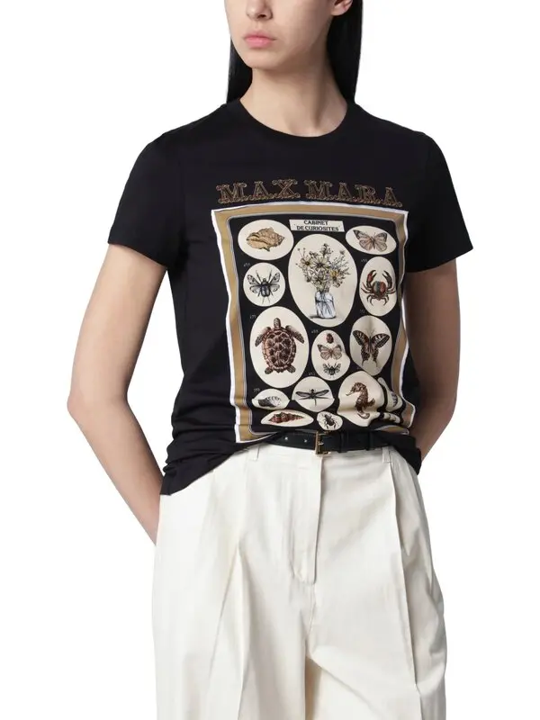 Max Mara Cotton Jersey T-shirt With Print - Black