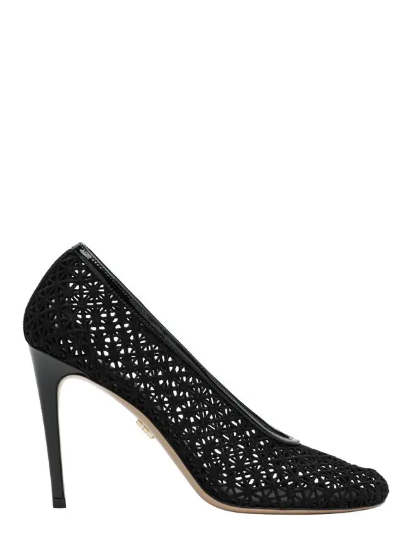 FERRAGAMO Macramé Stiletto Pumps - Black
