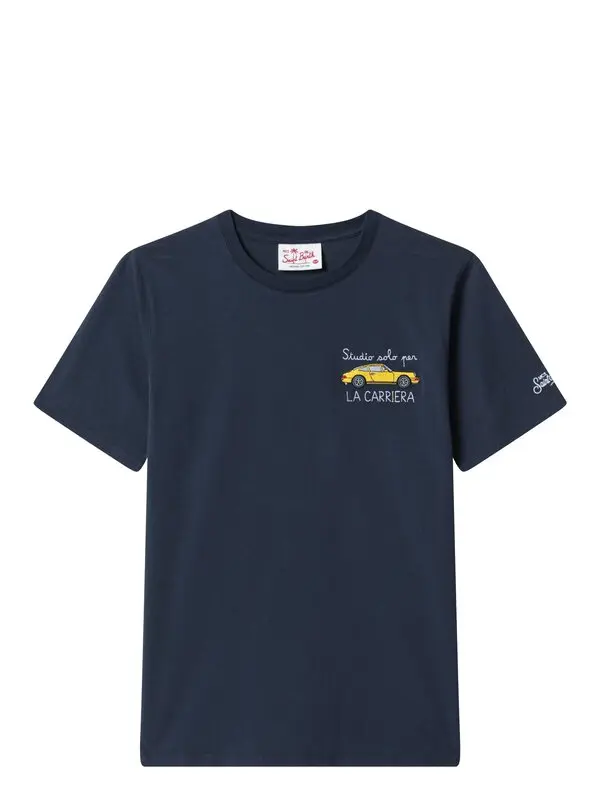 MC2 SAINT BARTH T-shirt With Car Embroidery - Blue