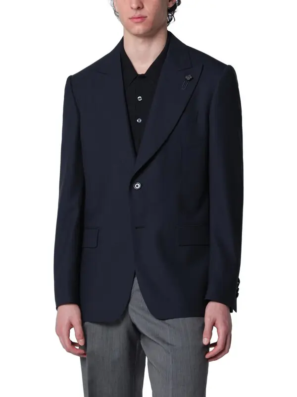 LARDINI Single-breasted Wool Jacket - Blue