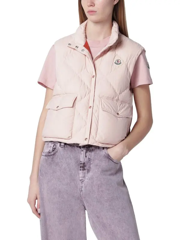 Moncler Biois Padded Vest With Geometric Quilting - Pink