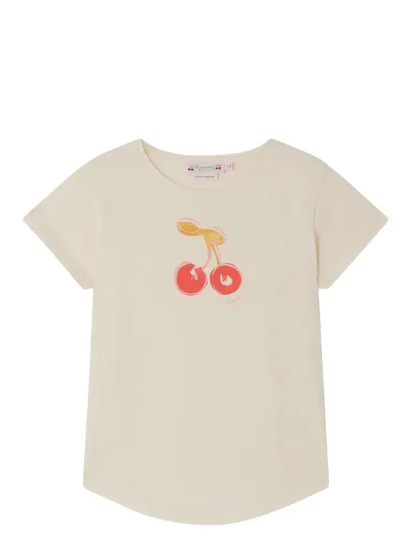 Bonpoint T-shirt With Cherry Print - Beige