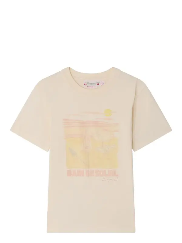 Bonpoint Thida T-shirt With Bain De Soleil Print - Beige