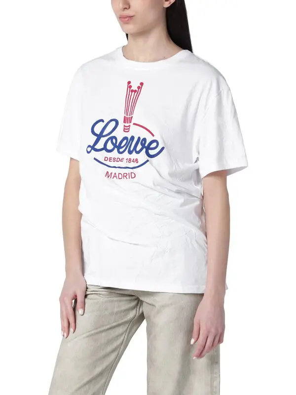 Loewe Cotton-blend T-shirt With Anagram Embroidery - White