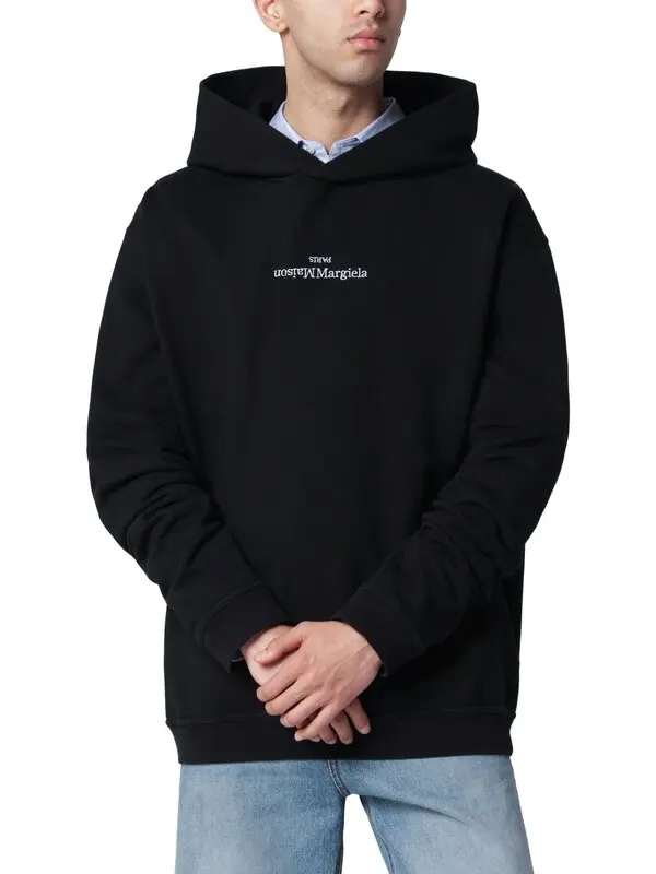 MAISON MARGIELA Cotton Hoodie With Inverted Logo - Black