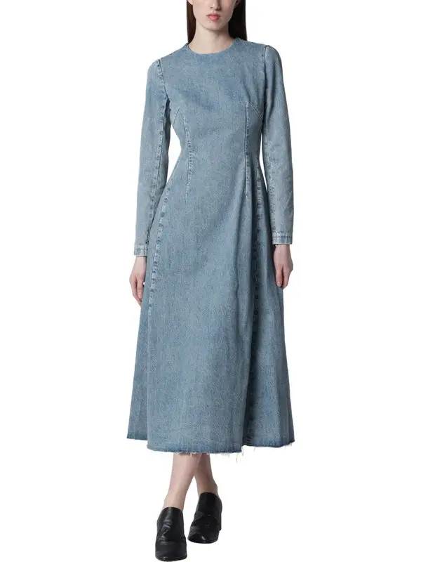 MAISON MARGIELA Denim Midi Dress With Cup Shoulder - Light Blue