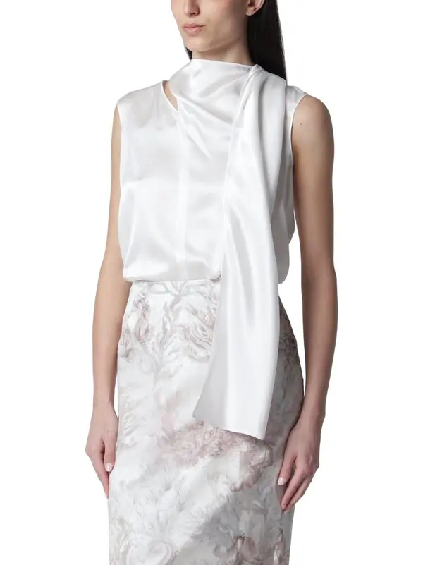 Max Mara Silk Satin Sleeveless Top - White