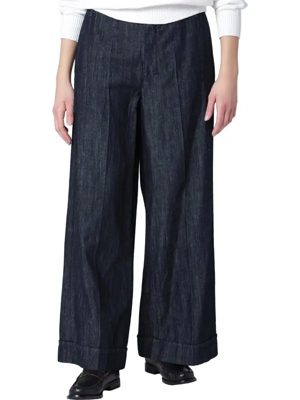 Max Mara Straight Cotton And Linen Denim Trousers - Blue