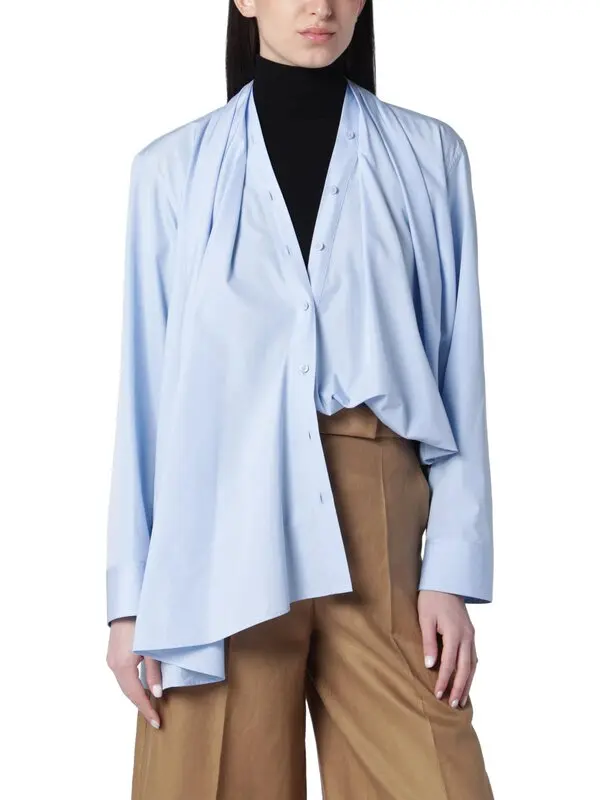Loewe Cotton Poplin Draped Shirt - Blue