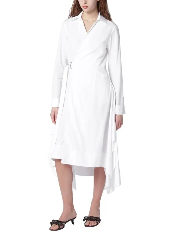 Loewe Draped Silk Jersey Midi Dress - White