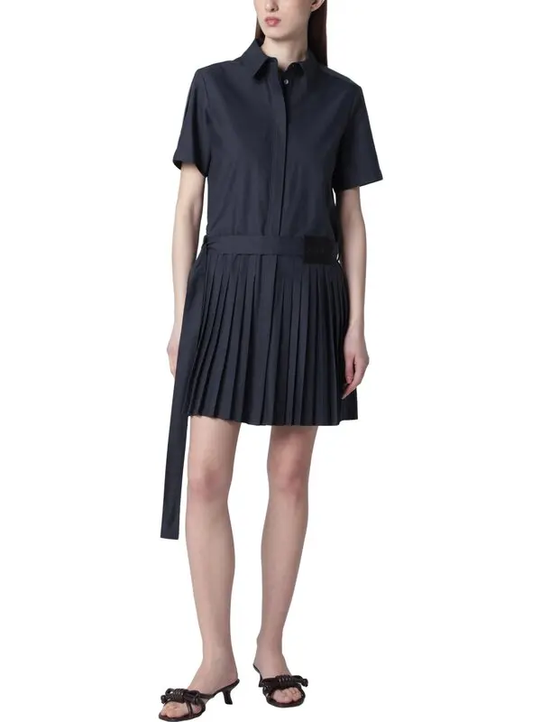Loewe Cotton-blend Gabardine Dress With Belt - Blue