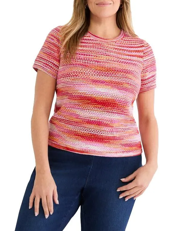 NIC+ZOE Space-dyed Cotton Sweater - Red Multi