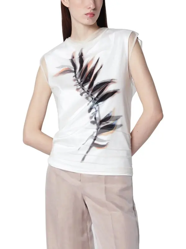 Sportmax Double-layer Top In Satin And Tulle - White