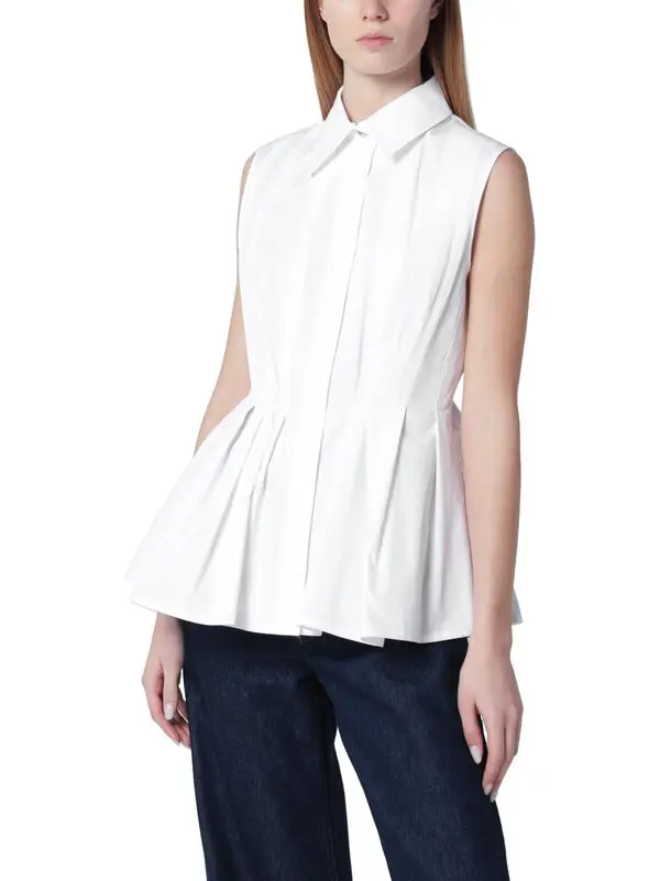 Sportmax Sleeveless Cotton Canvas Shirt - White