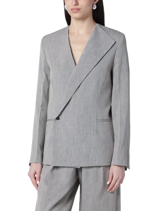 Loulou De Saison Suna Asymmetric Tailored Jacket - Grey