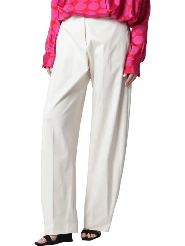 THELATEST Cotton Blend Palazzo Trousers - White