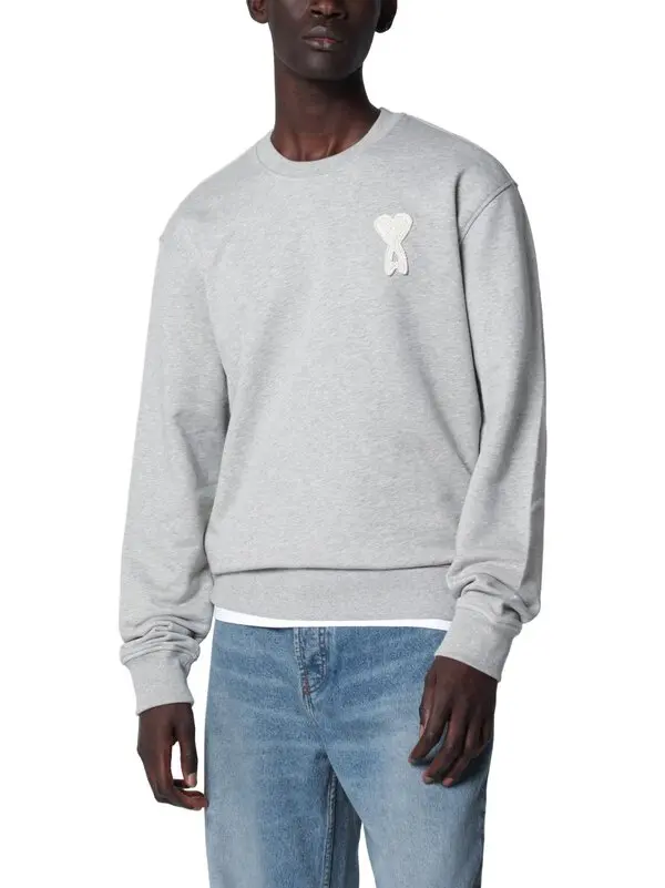 AMI Paris De Coeur Cotton Sweatshirt - Grey