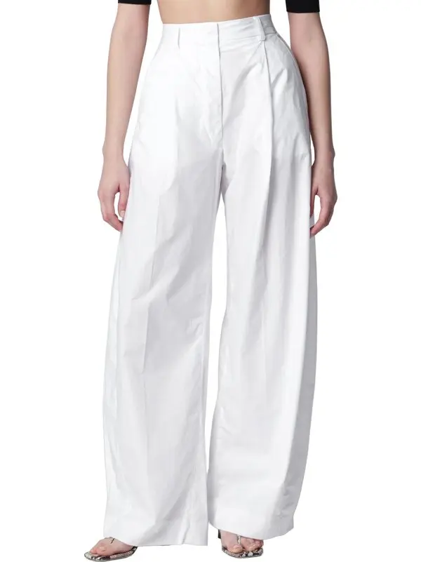 THELATEST Axel Pleated Wide-leg Cotton Trousers - White