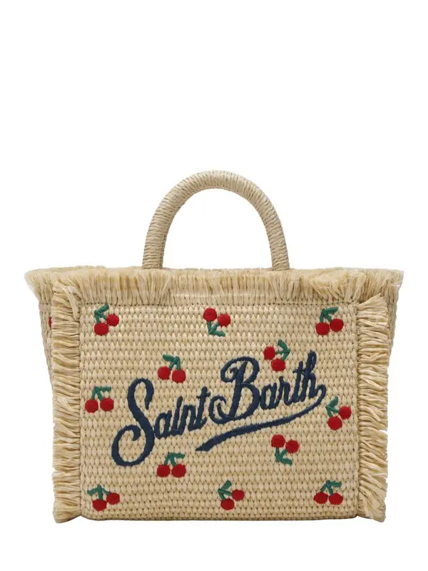 MC2 SAINT BARTH Colette Straw-effect Bag With Cherries - Beige