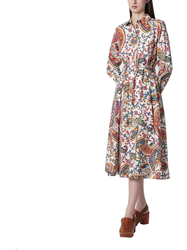Etro Midi Cotton Dress With Paisley Print - Multicolor