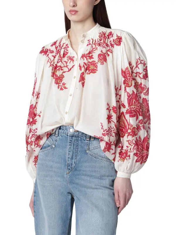 Etro Floral Print Cotton Voile Blouse - White