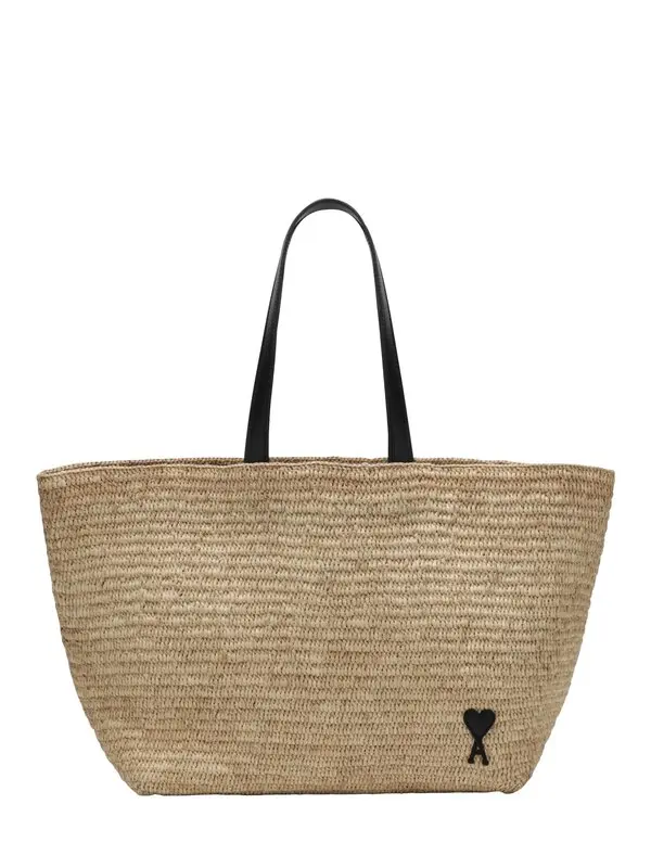 Ami De Coeur Raffia Tote Bag - Beige
