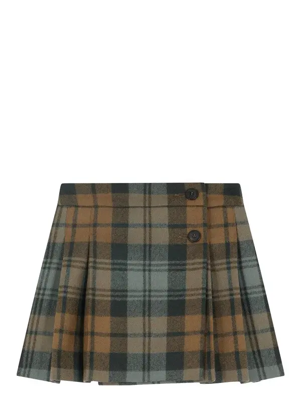 Bonpoint Talissa Check Pattern Kilt Skirt - Brown