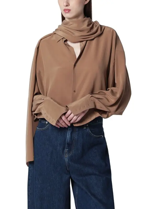 DARKPARK Oversized Georgia Silk Shirt - Brown