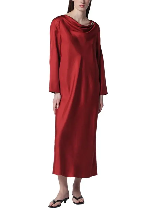 Loulou De Saison Zoya Dress In Silk Twill - Red