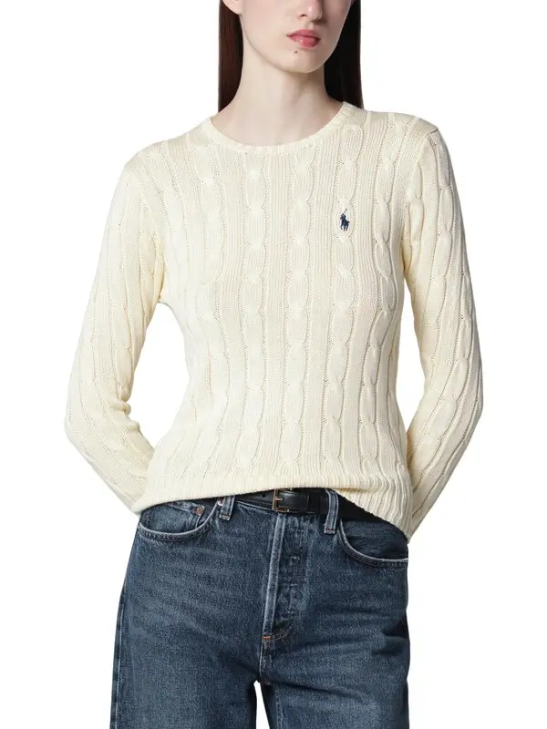 Polo Ralph Lauren Cable-knit Cotton Crewneck Sweater - White