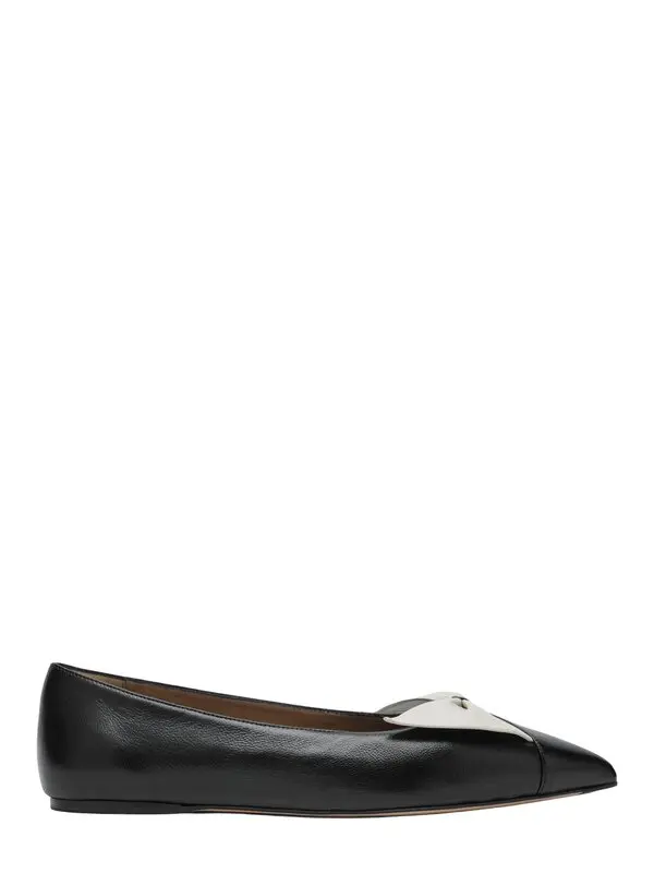FERRAGAMO Nappa Ballerina Flats With Bow Detailing - Black