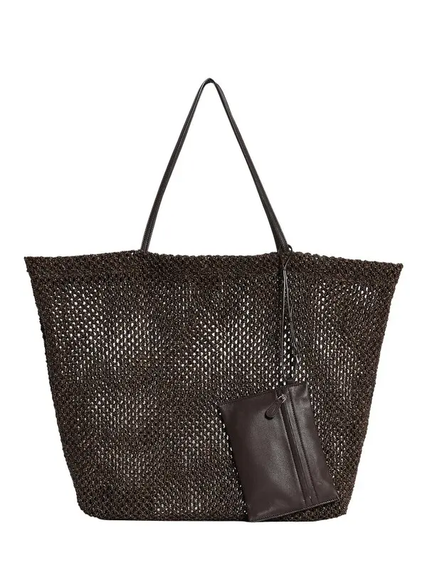 THE ROW Geometric Crochet Tote Bag - Brown