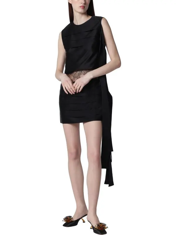 FERRAGAMO Mini Dress With Lace - Black