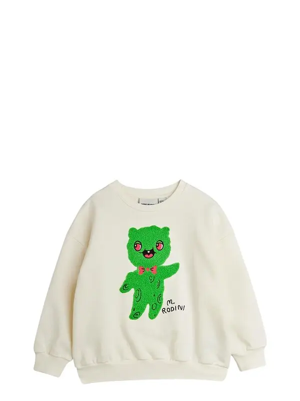 MINI RODINI Sweatshirt With Chenille Alien - White