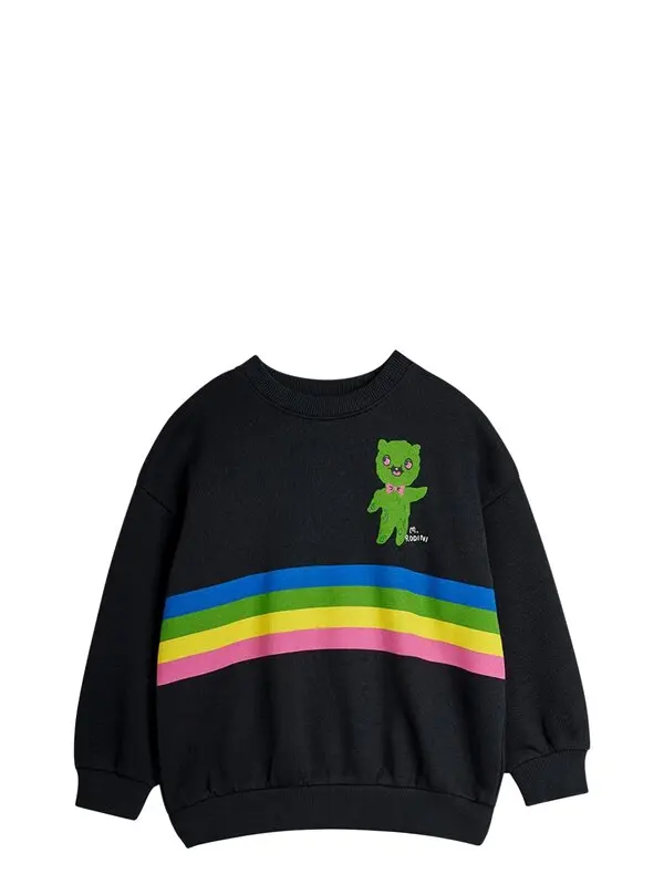 MINI RODINI Sweatshirt With Alien Striped Print - Black