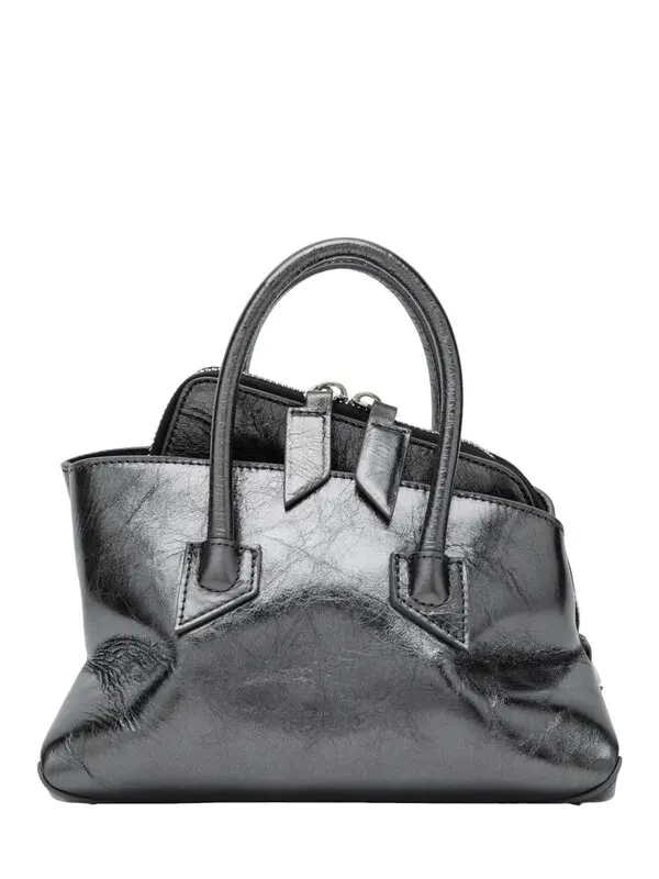 Attico La Passeggiata Mini Cracked Laminated Leather Bag - Grey