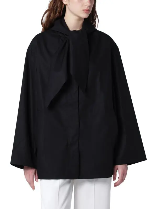 TOTEME Organic Cotton Jacket With Scarf - Black