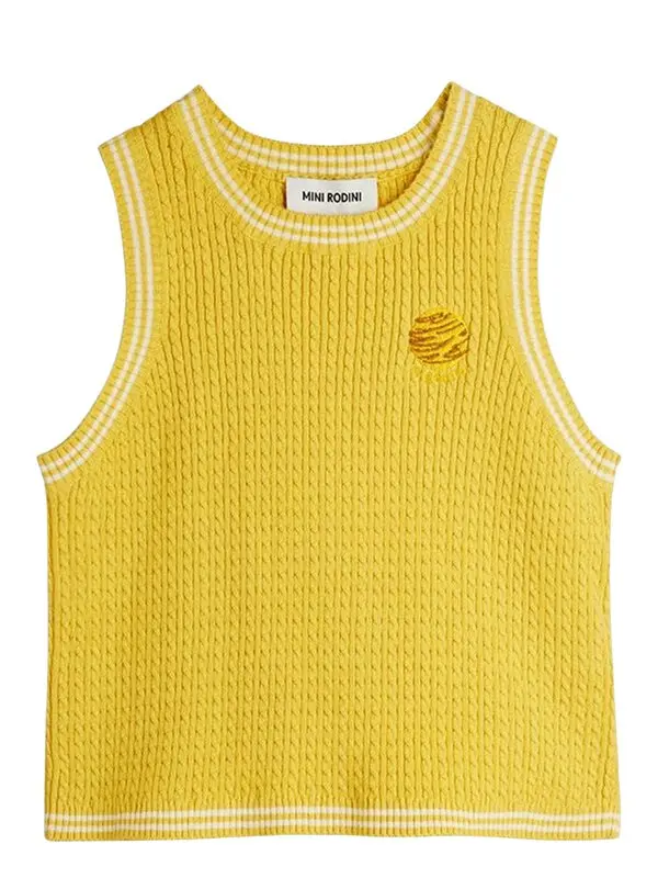 MINI RODINI Cable Knit Tank Top - Yellow