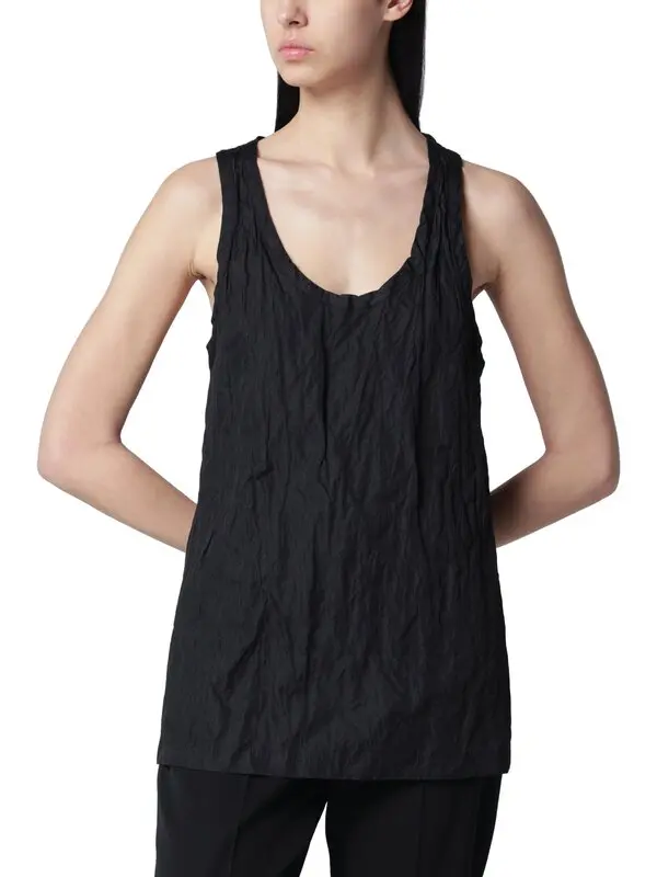 TOTEME Crinkled Cotton Tank Top - Black
