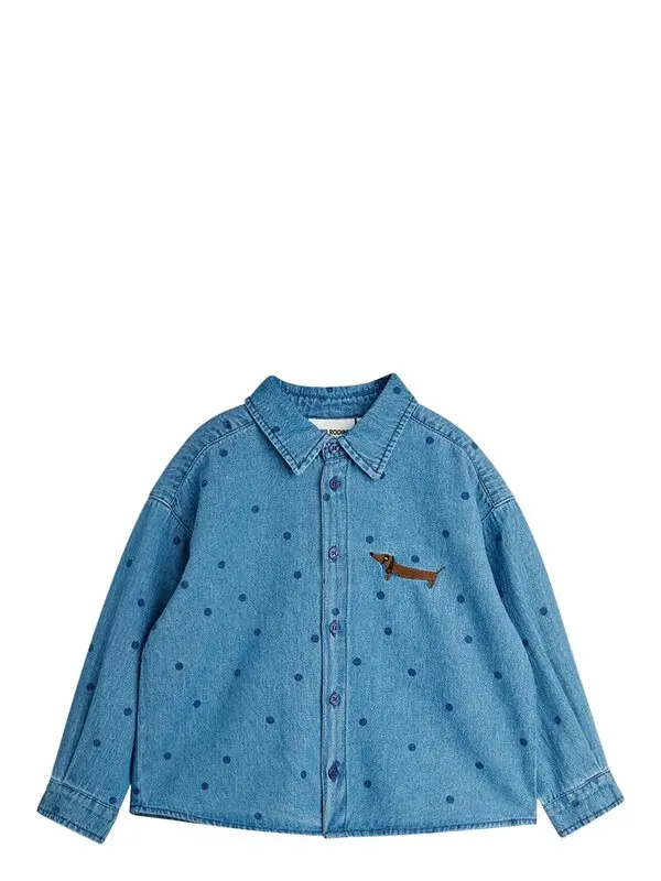 MINI RODINI Denim Polka Dot Shirt - Blue