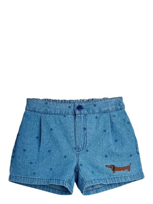 MINI RODINI Polka Dot Denim Shorts - Blue