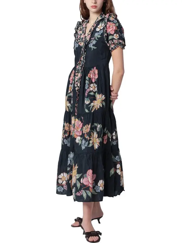 Farm Rio Floral Pattern Midi Dress - Multicolor
