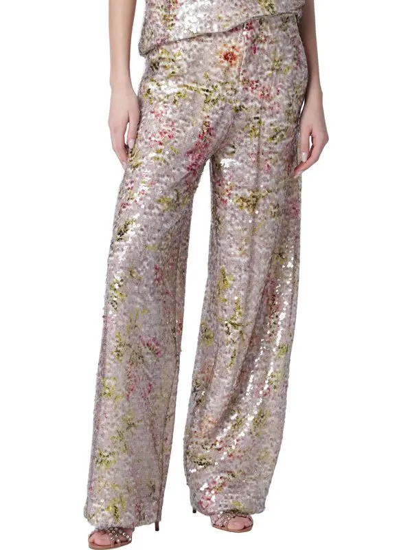 Alberta Ferretti Sequin Trousers With Floral Design - Multicolor
